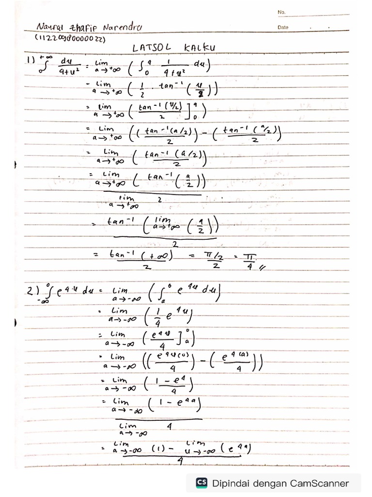 Latihan Soal Kalkulus 4. Naufal Zhafif N | PDF