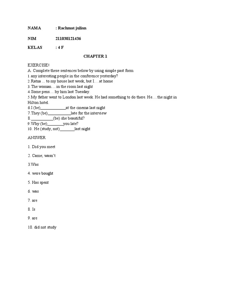 TUGAS BAHASA INGGRIS Rachmat Julian - 4F | PDF | Rose | Patient