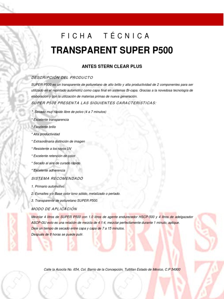 TDS Transparent Super P500 | PDF | Materiales | Ciencias fisicas
