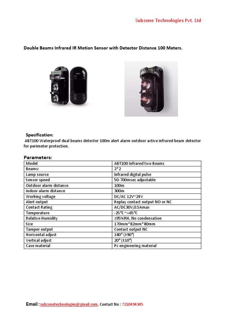 Dual Beam IR Motion Sensor 100m | PDF