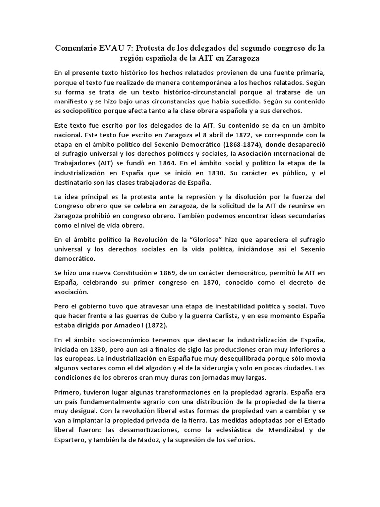 Comentario EVAU 7 | PDF | Agricultura | España