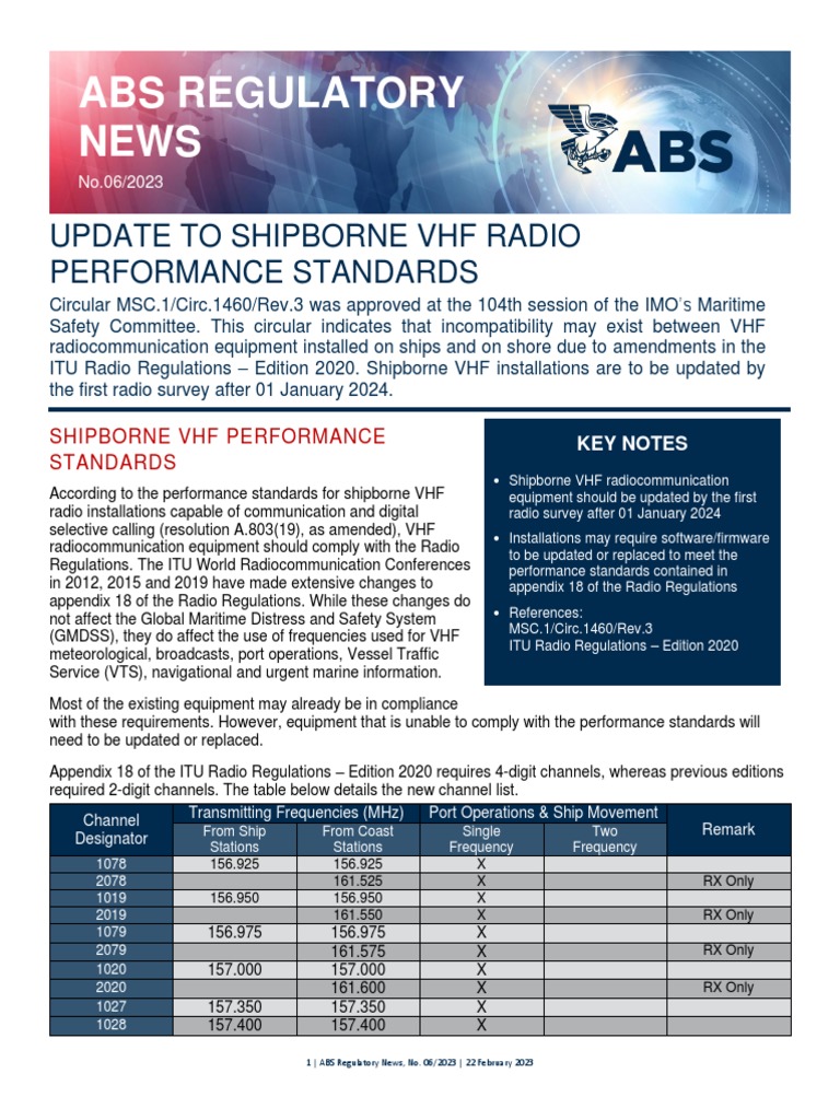ABS Regulatory News - VHF Performance Standards | PDF | Communication | Telecommunications ...