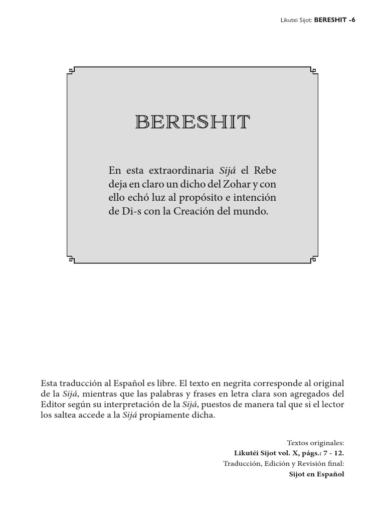 Mishpatim Bereshit | PDF | Pensamiento | Libro del Génesis