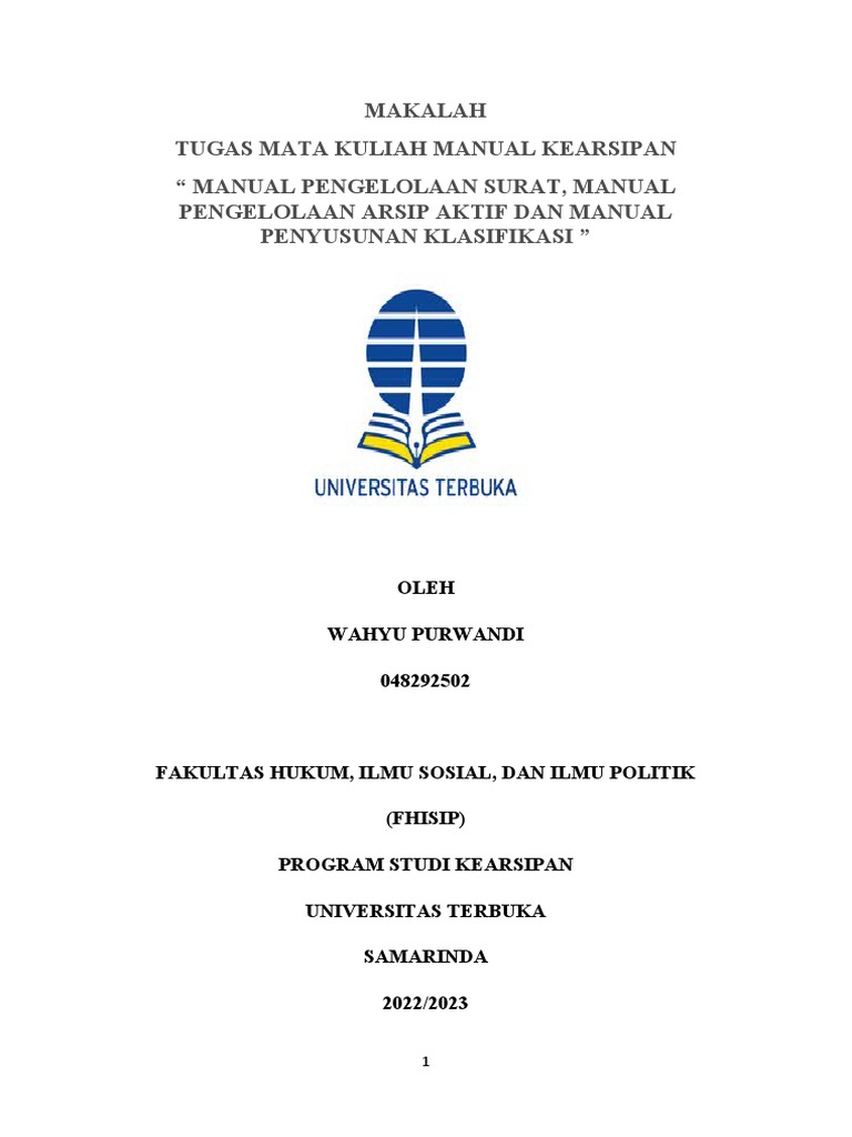 Manual Pengelolaan Kearsipan UT | PDF