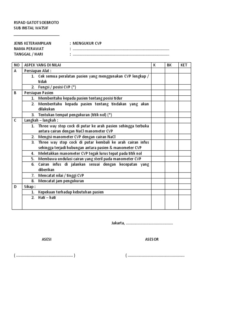 Format Penilaian Pengukuran CVP | PDF