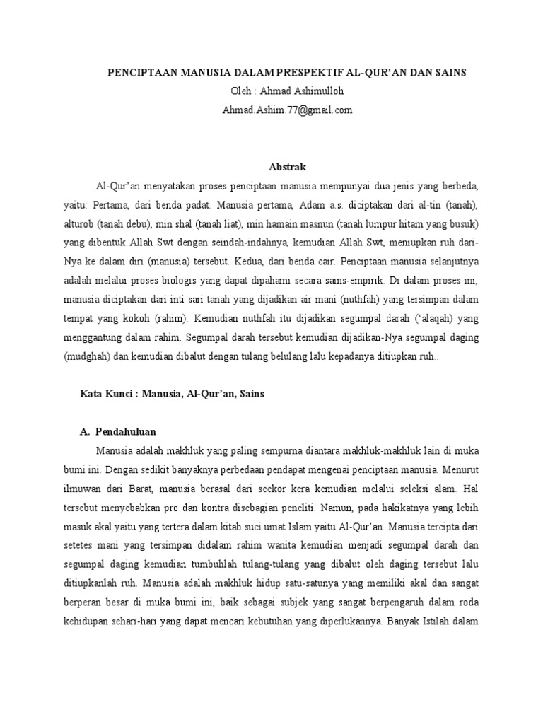 Artikel Penciptaan Alam Semesta Prespektif Alqur'an Dan Sains Ahmad ...