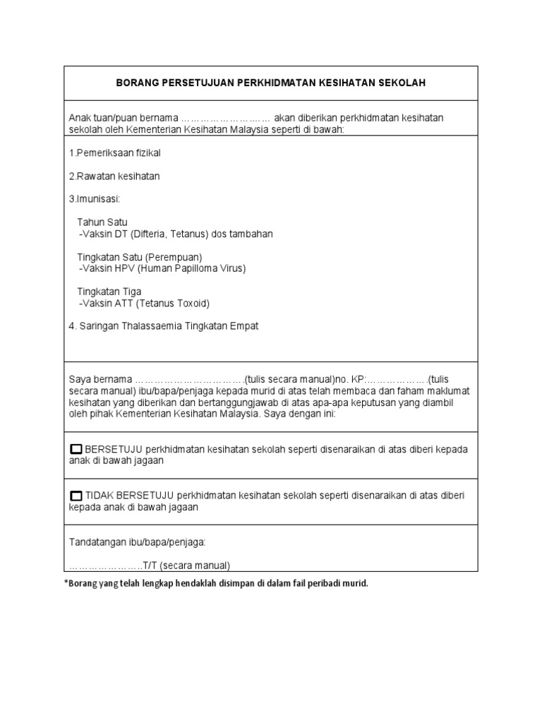 Borang Kebenaran Baru (FINAL) - Dwibahasa | PDF