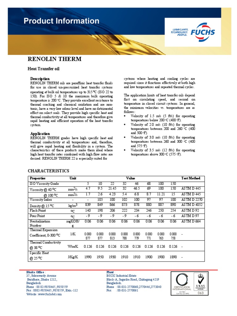 Renolin Therm | Download Free PDF | Heat Transfer | Temperature