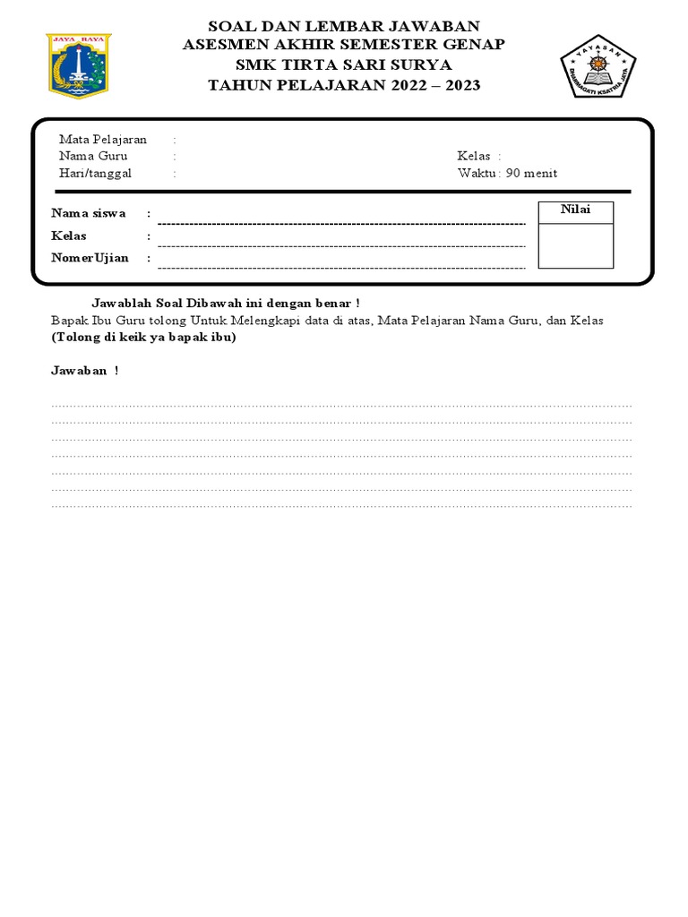 Format Soal Essay | PDF
