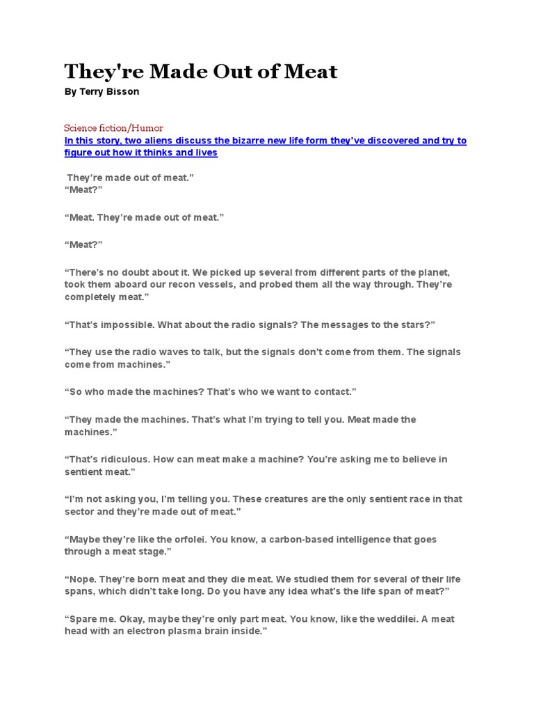 THey're Made Out of Meat by Terry Bisson | PDF | Thought