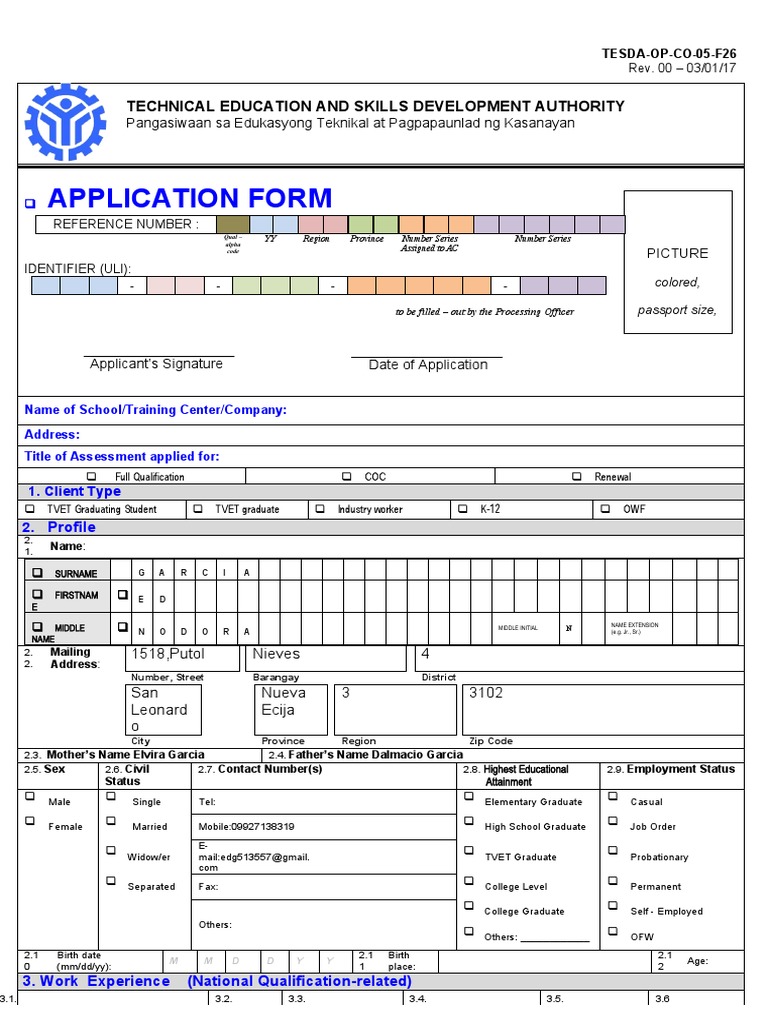 Application Form Assessment New | PDF