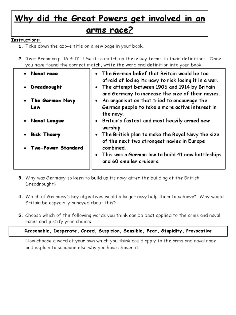 Arms Race Instruction Sheet | PDF