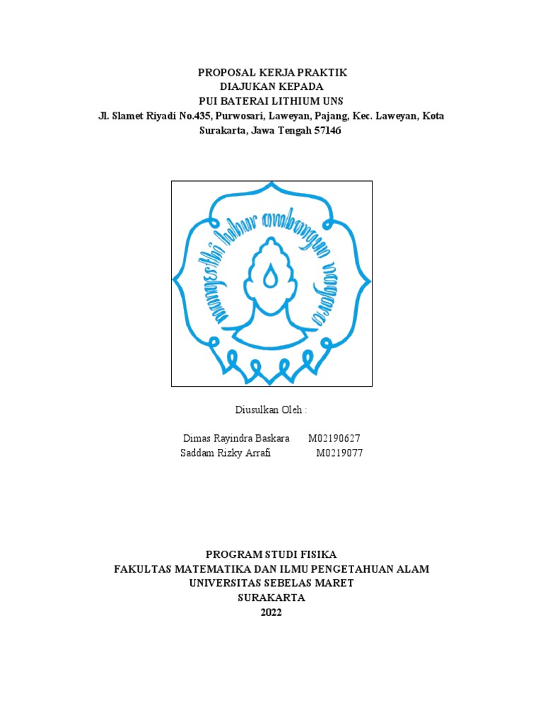 Proposal Kerja Praktik Fisika di PUI UNS | PDF | Sains & Matematika ...