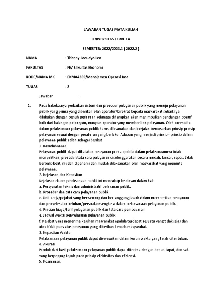 Manajemen Operasi Jasa | PDF