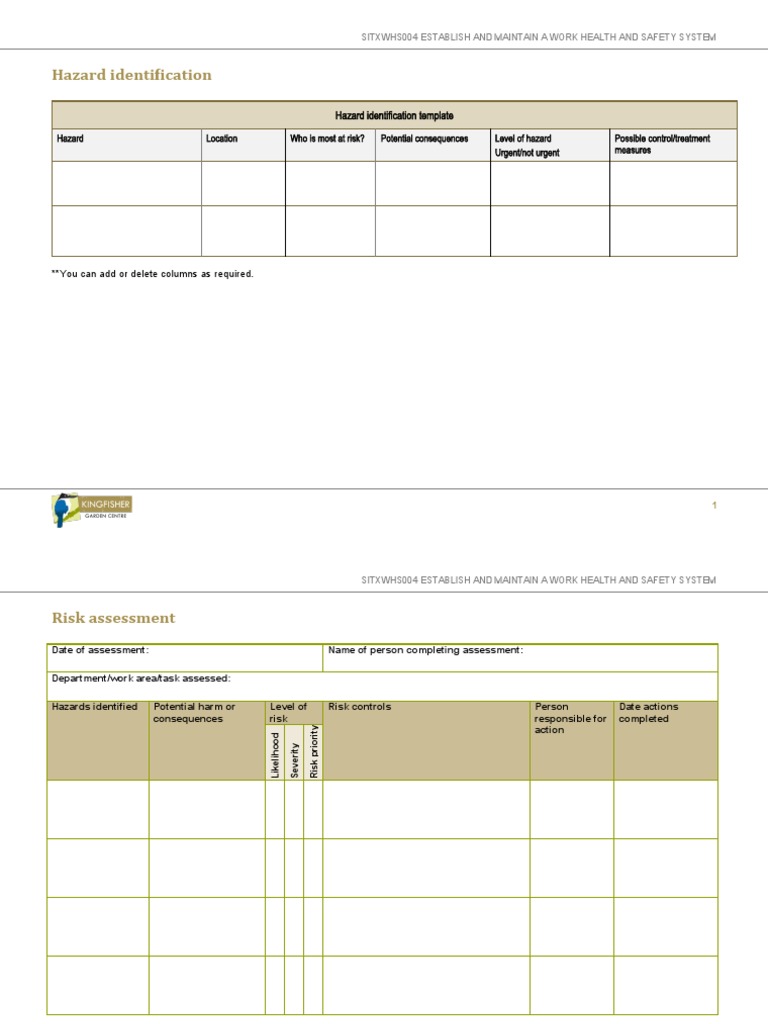 Hazard Identification and Risk Assessment Template | PDF | Risk | Hazards