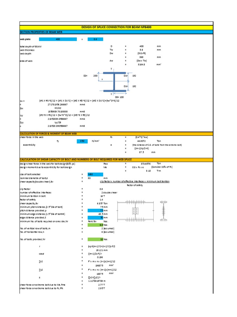 Design Calculation For Bolted Splice For NPB Sections | PDF | Classical ...