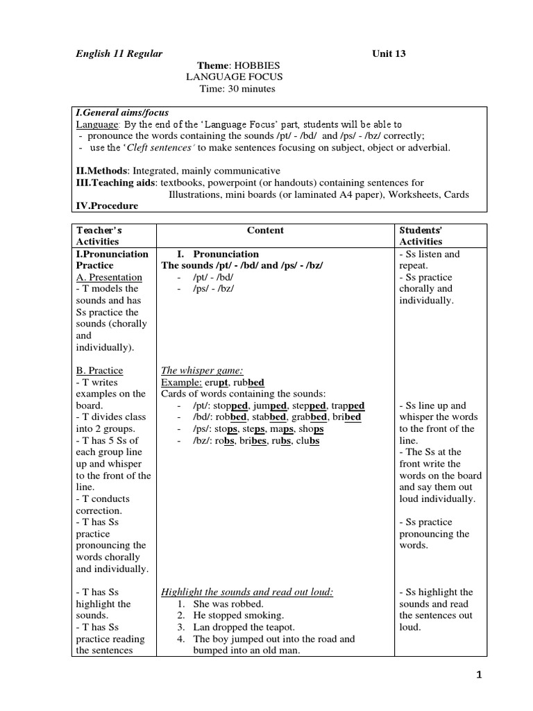 English 11: Cleft Sentences & Pronunciation | PDF | Subject (Grammar ...