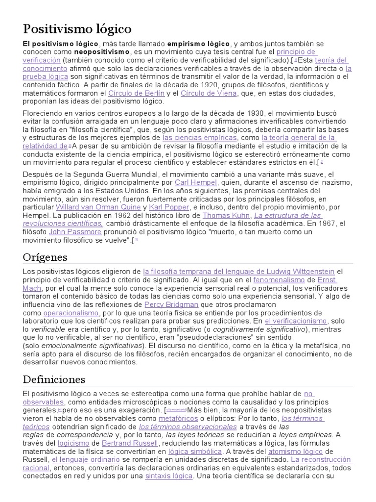 Positivismo Lógico | PDF | A priori y a posteriori | Karl Popper
