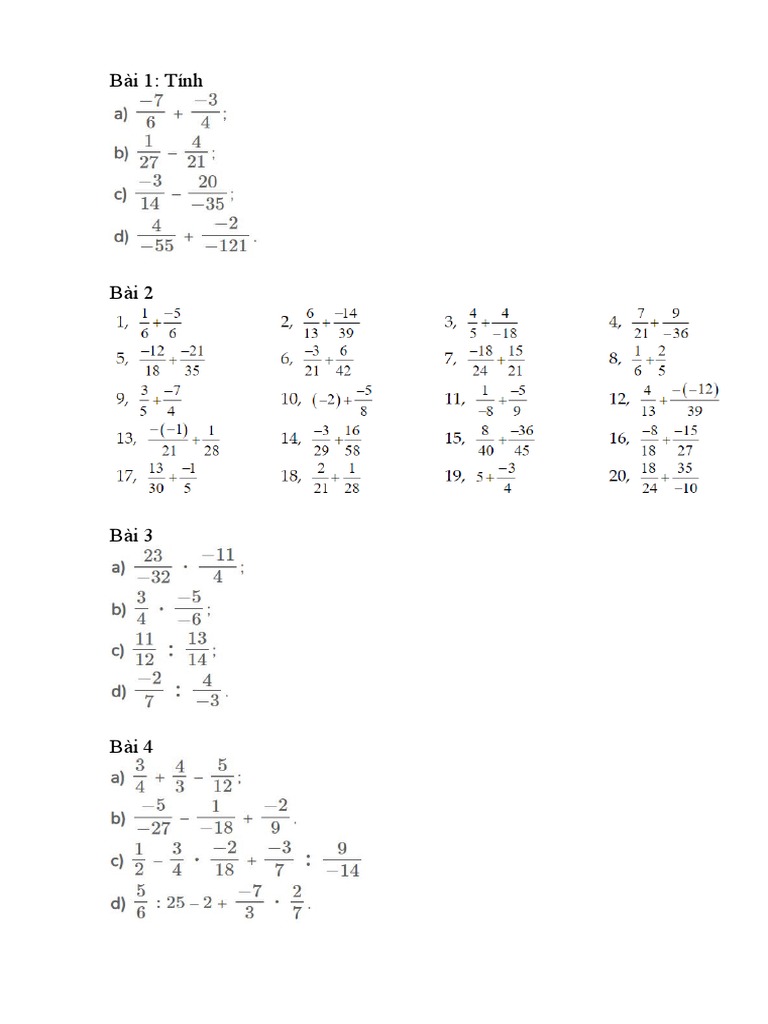 PHÉP CỘNG, TRỪ PHÂN SỐ | PDF