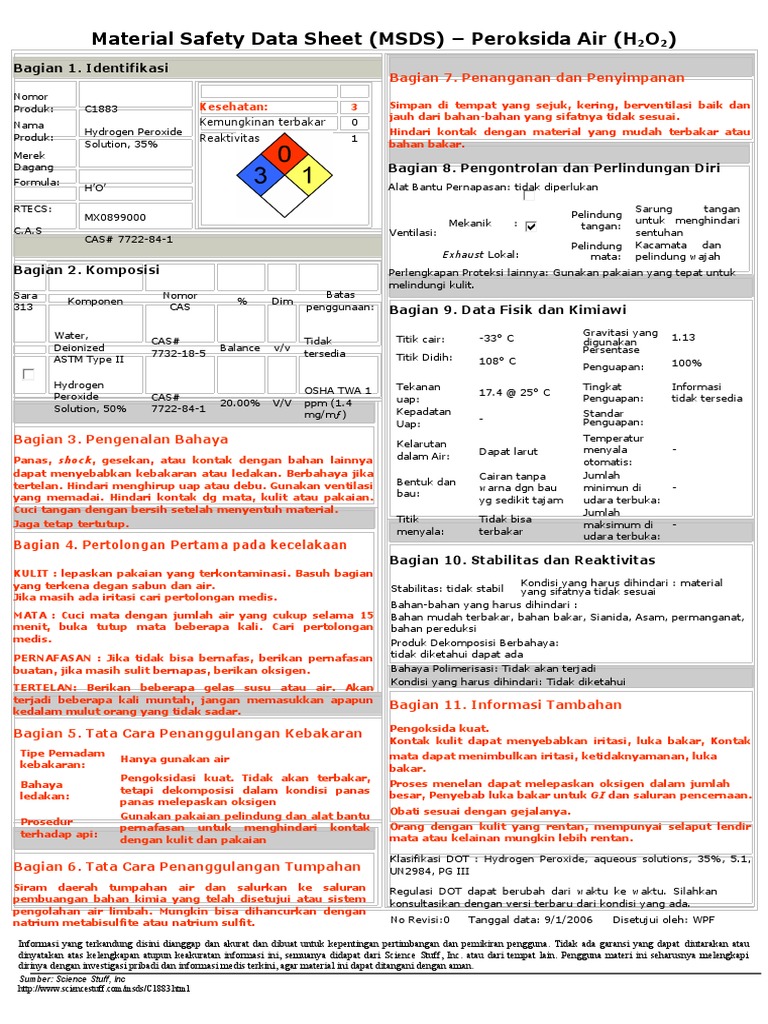 MSDS Hidrogen Peroksida 35% | PDF