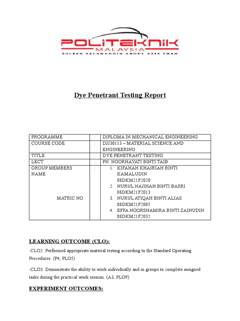 Dye Penetrant Testing Overview | PDF | Building Engineering | Materials
