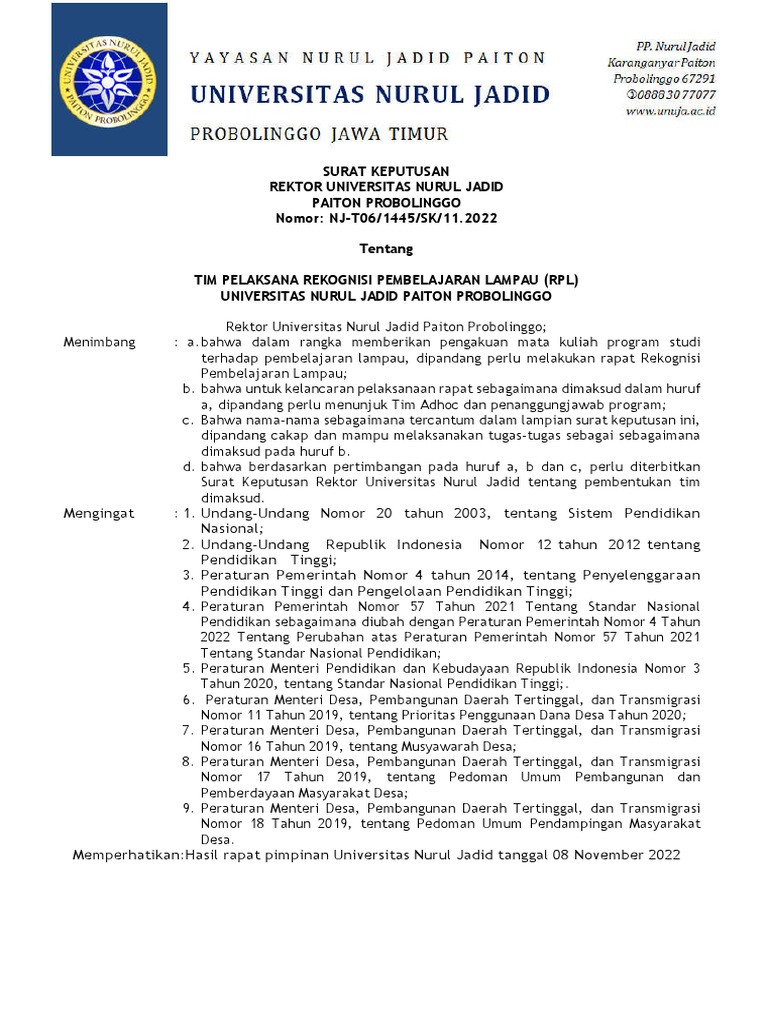 SK Tim Rekognisi RPL | PDF