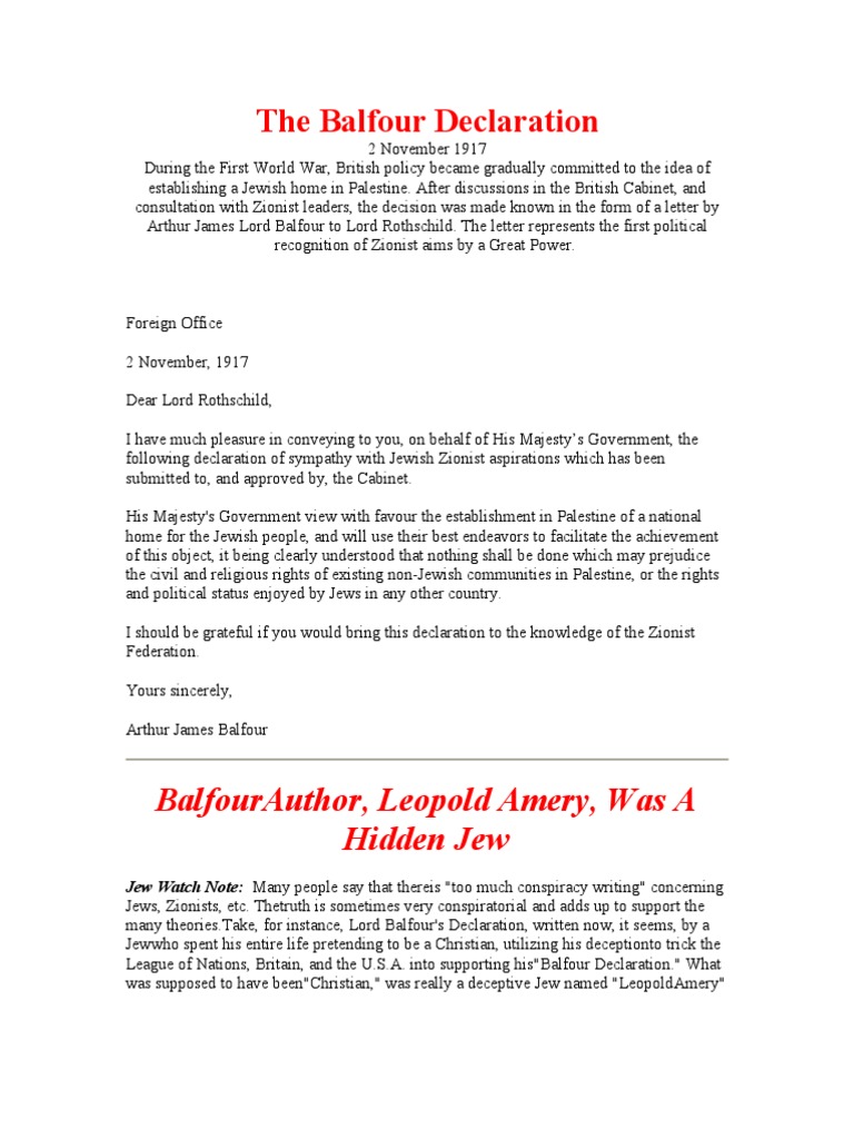 Balfour Declaration: Origins and Impact | PDF | Dispensationalism | Zionism