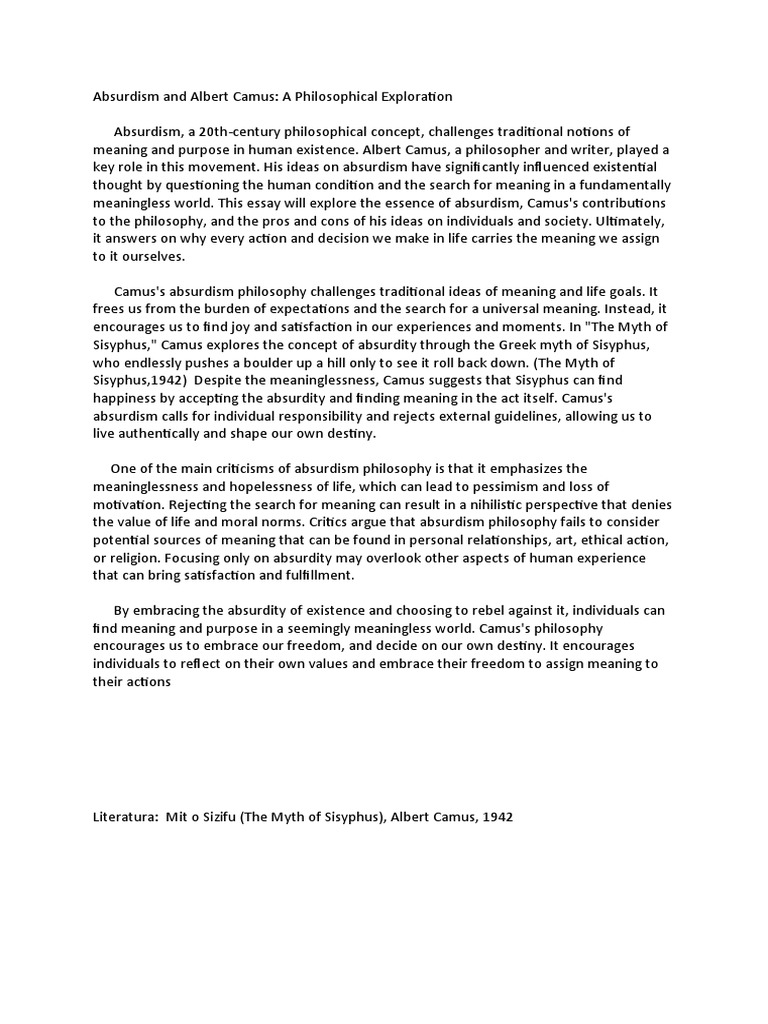 Absurdism Essay | PDF