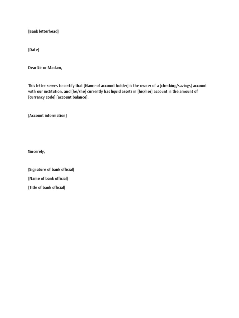 Bank Letter Template | PDF