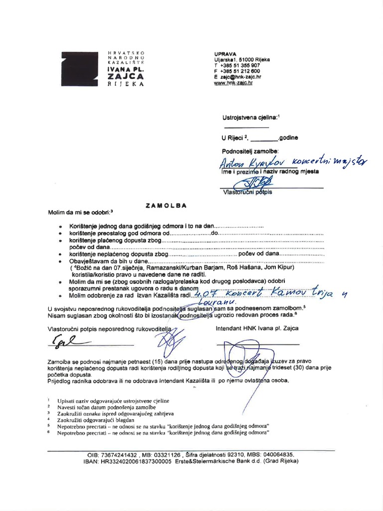 Anton Kyrylov - Zamolba Odobrena-1 | PDF