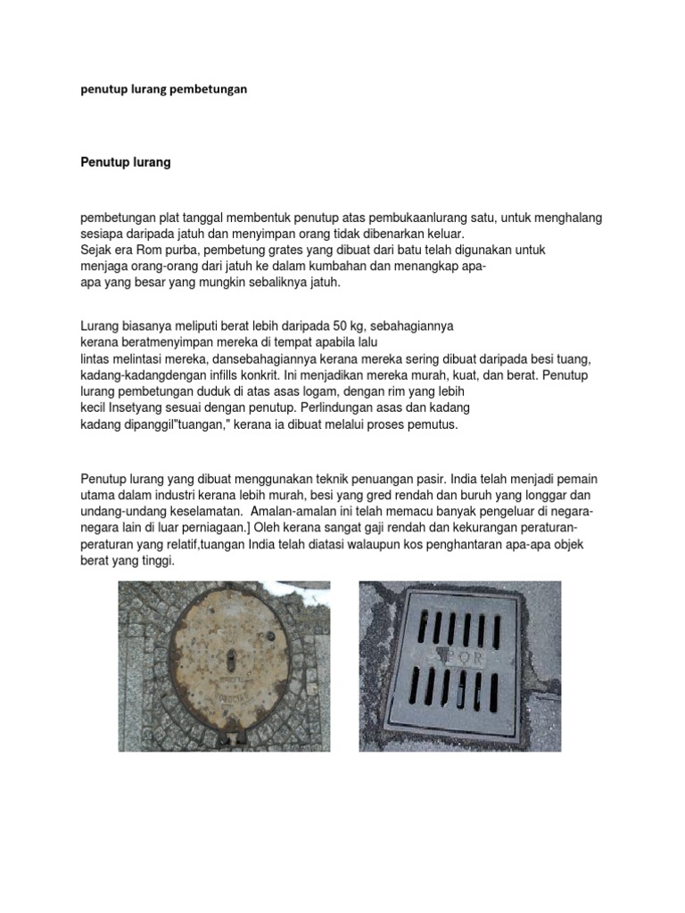 Penutup Lurang Pembetungan | PDF