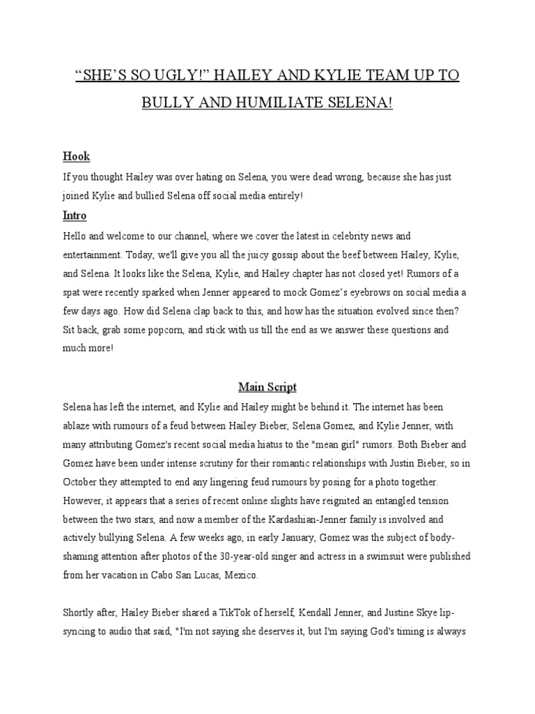 "She's So Ugly!" Hailey and Kylie TEAM UP To BULLY and HUMILIATE Selena ...