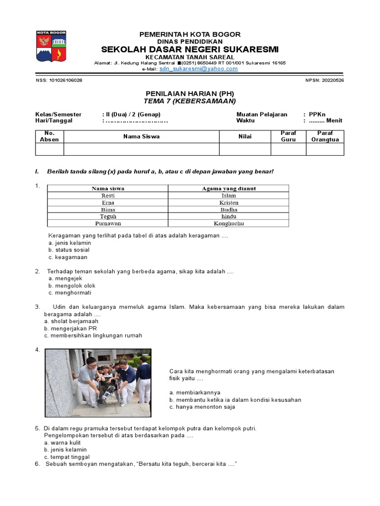 Soal PH Tema 7 - PPKN | PDF