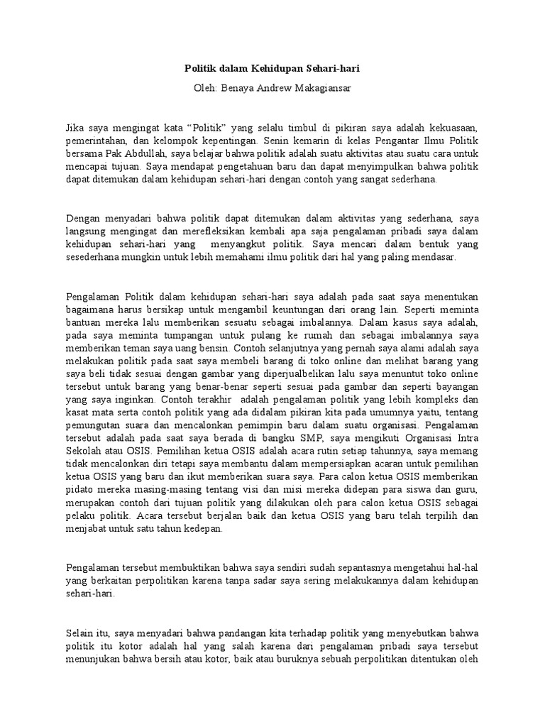 Contoh Politik dalam Kehidupan Sehari-hari | PDF | Karier ...