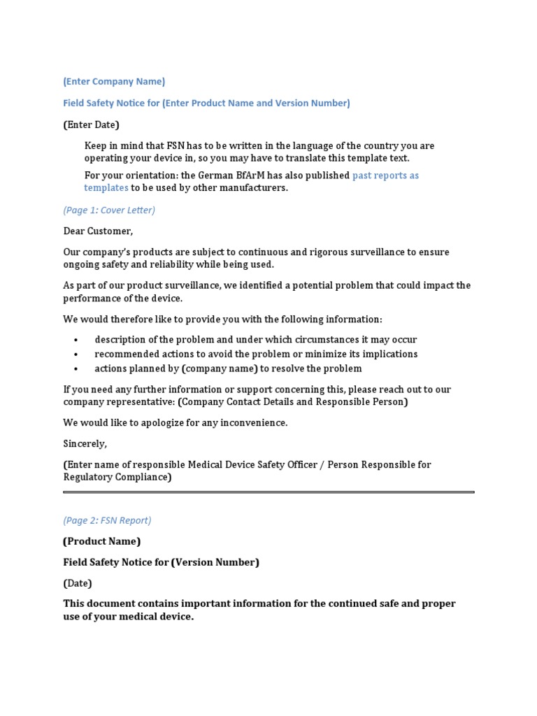 Field Safety Notice | PDF