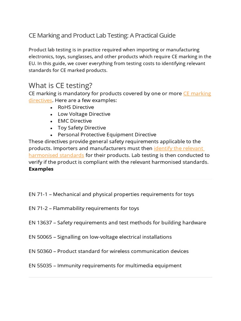 CE Marking: Lab Testing Essentials | PDF | Business