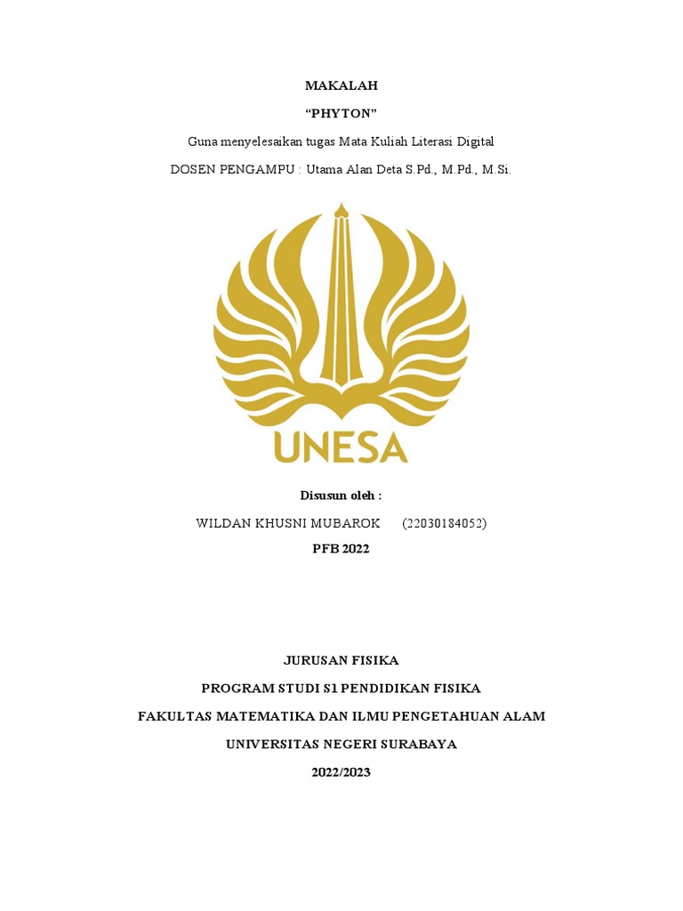 Wlldan Khusni Mubarok - Makalah Python | PDF