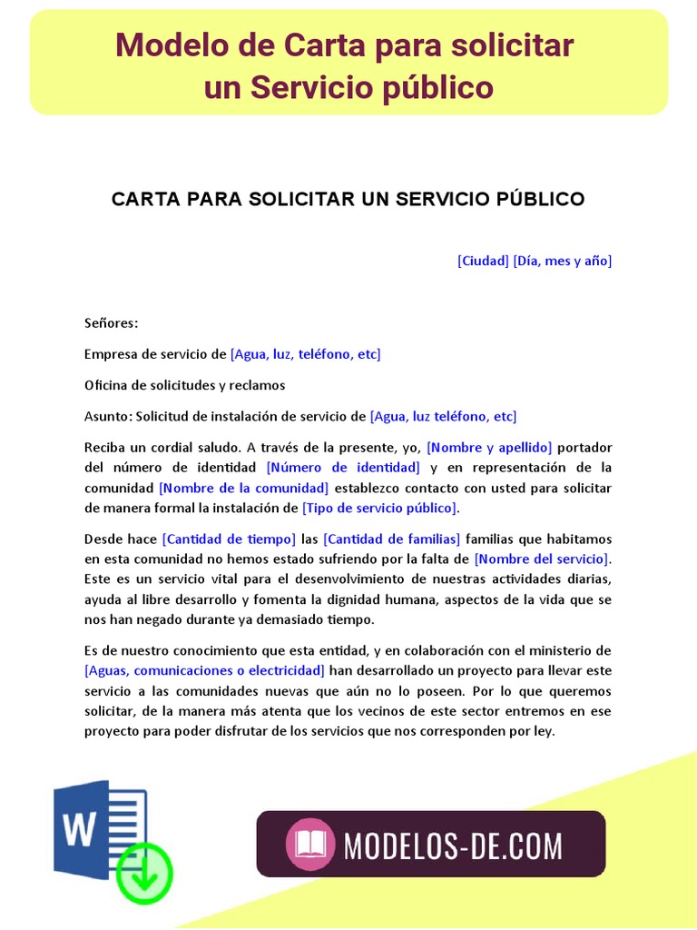 Carta de para Solicitar Un Servicio Publico | PDF