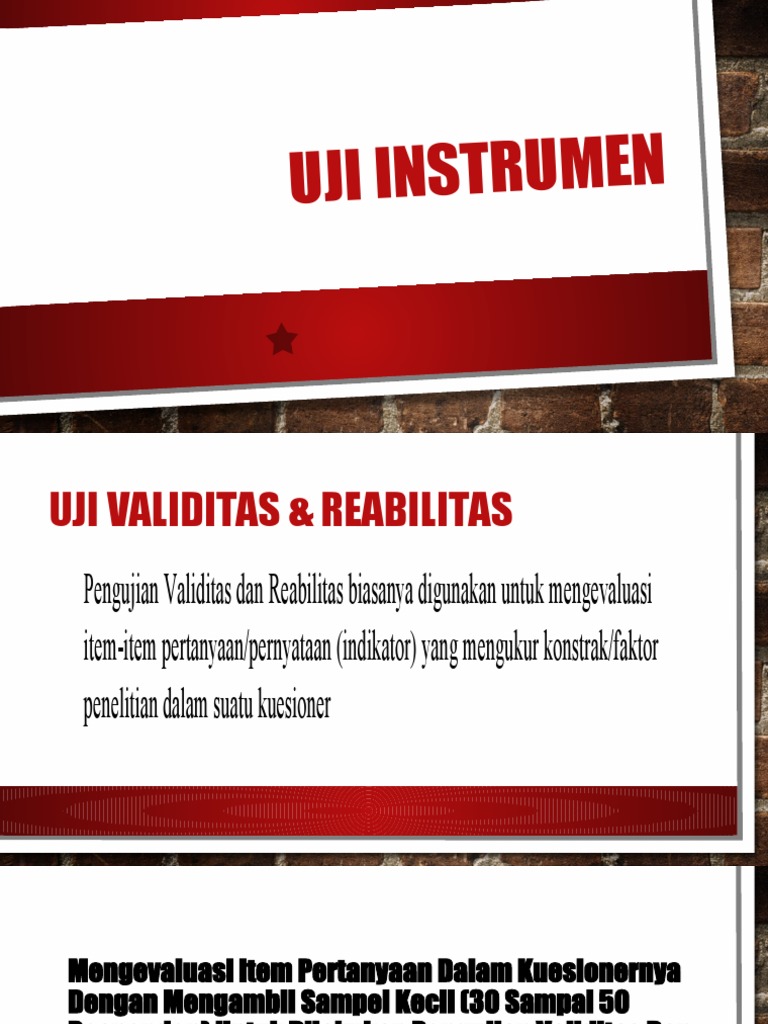 Uji Validitas dan Reliabilitas Instrumen | PDF | Metode & Bahan Ajar