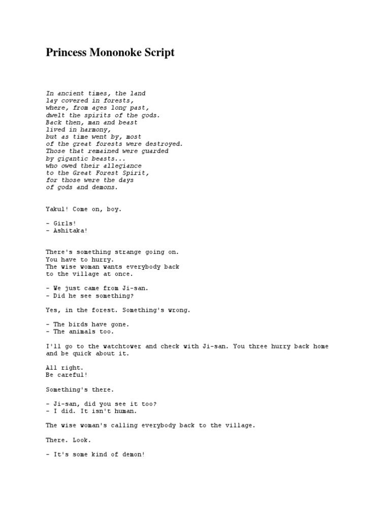 Princess Mononoke Script | PDF | Nature