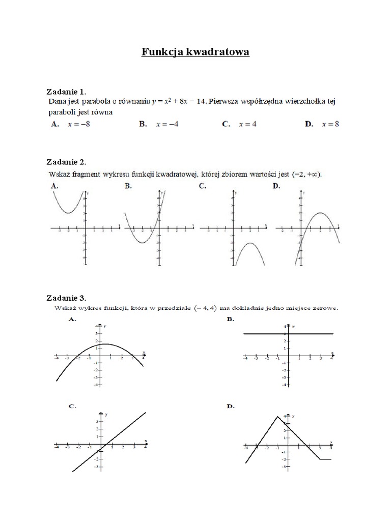 4.p.funkcja Kwadratowa | PDF