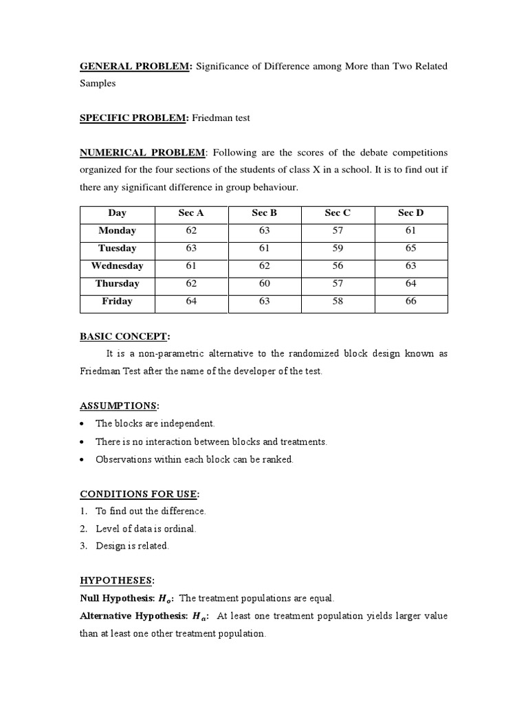 Friedman Test Final | Download Free PDF | Hypothesis | Statistical ...