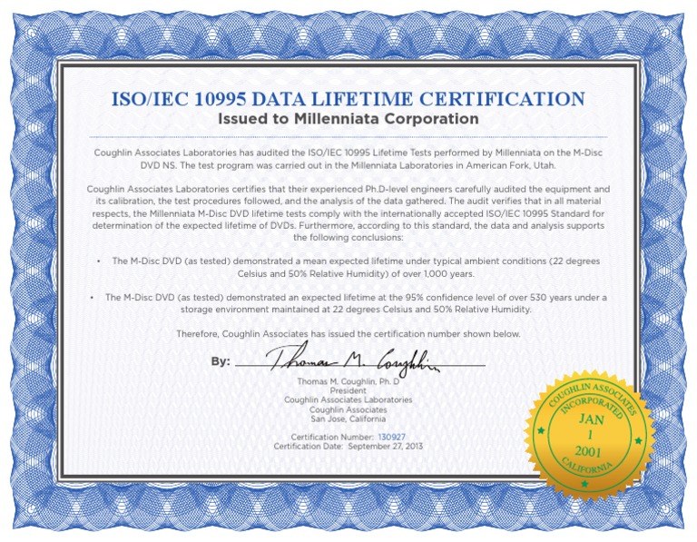 M-Disc ISO Certificate v10 | PDF