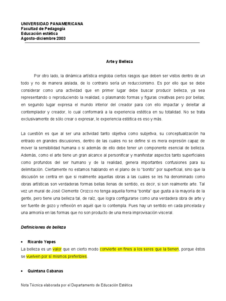 4 Definiciones Belleza y Arte | PDF | Belleza | Estética