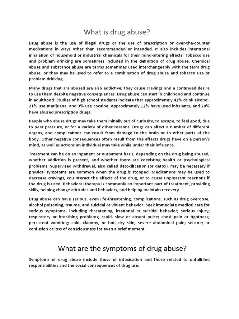 Assignment On Drug Abuse | Download Free PDF | Substance Abuse | Substance Dependence