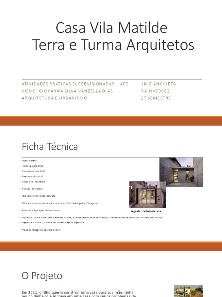 APS - Casa Vila Matilde - Terra e Turma Arquitetos | PDF | Projeto arquitetônico | Arquitetura
