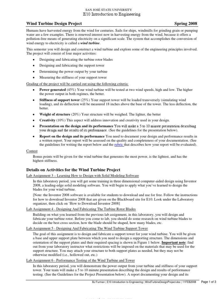 Wind Turbine Design Project Overview | PDF | Wind Power | Wind Turbine