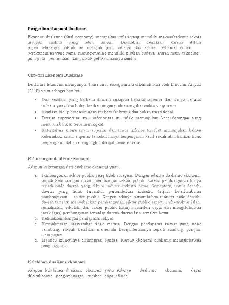 Ekonomi Dualisme | PDF