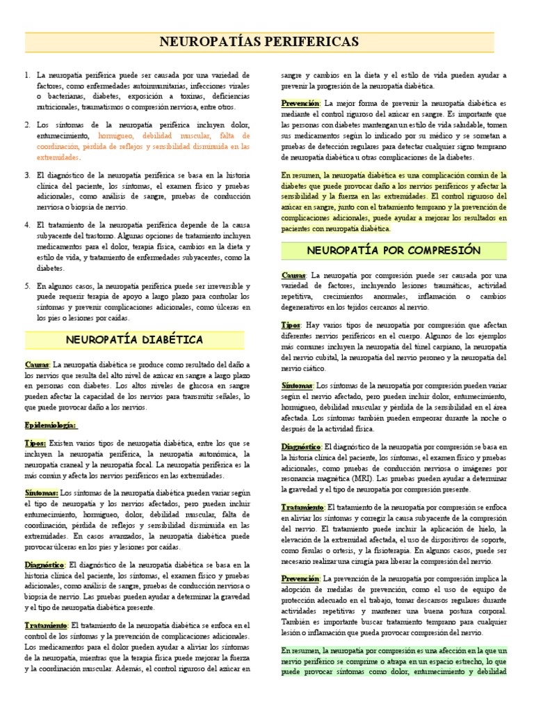 Neuropatías Perifericas | PDF | Diabetes | Nervio