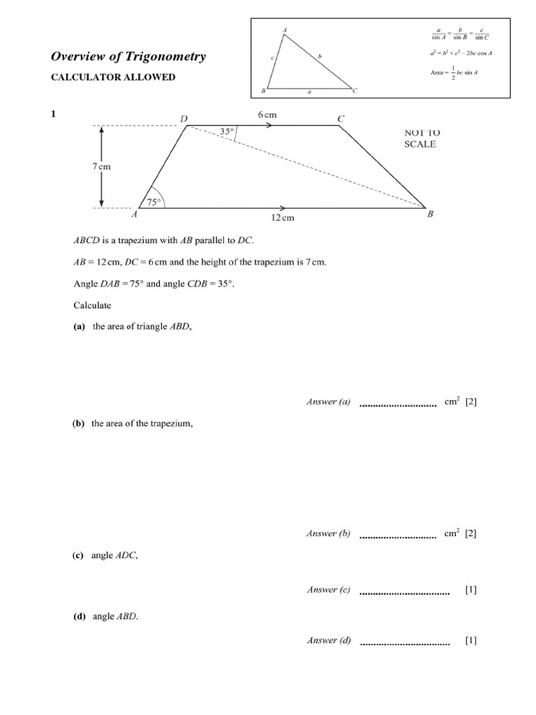 Igcse Maths Overview Of Trigonometry Pdf
